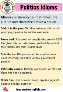 Politics Idioms in English, Definiton and 5 Example Sentences - Lessons ...