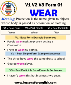 Past Tense Of Wear, Past Participle Form of Wear, Wear Wore Worn V1 V2 ...
