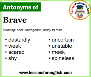 Antonyms of Brave, Opposite of Brave in English - Lessons For English