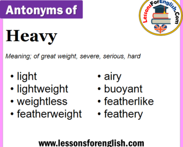 Opposite of Heavy in English Archives - Lessons For English