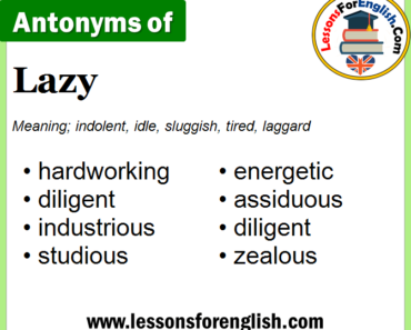 Opposite of Lazy in English Archives - Lessons For English