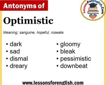 Antonyms of Optimistic Archives - Lessons For English