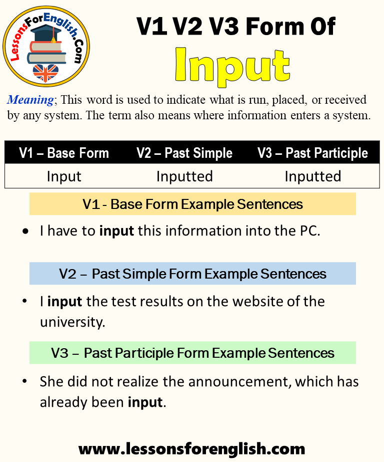 Past Tense Of Input Past Participle Form Of Input Input Inputted V1 Past Tense Of Input Past Participle Form Of Input Input Inputted V1